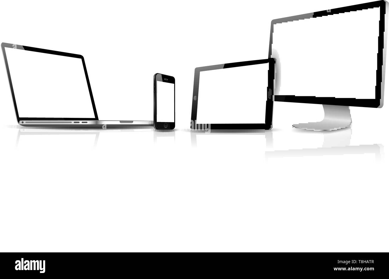 web design vector set lcd display screen mobile devices monitor pc ...