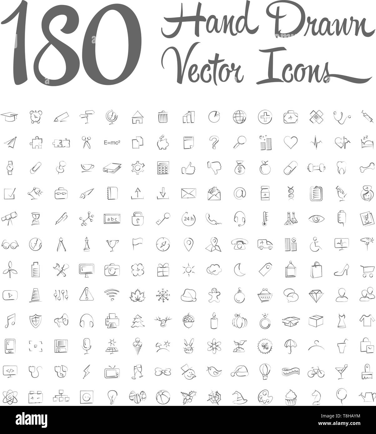 Hand drawn vector icons and a chalkboard background Stock Vector Image ...