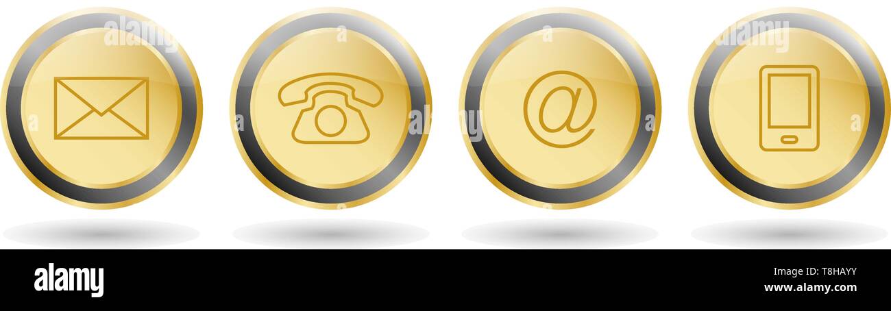 contact vector buttons icons gold Stock Vector Image & Art - Alamy