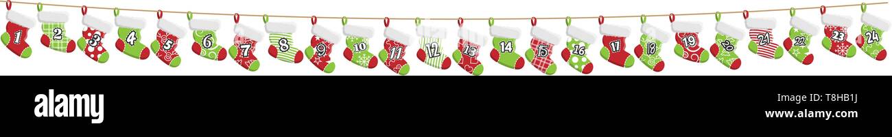 christmas stocking advent calendar vector Stock Vector Image & Art - Alamy