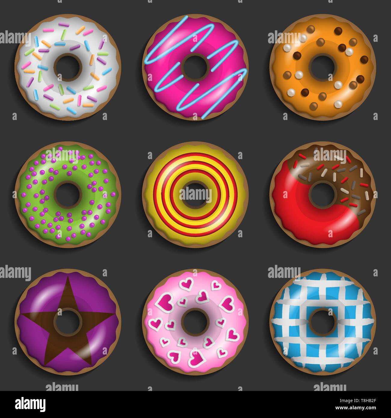 donuts vector set Stock Vector Image & Art - Alamy