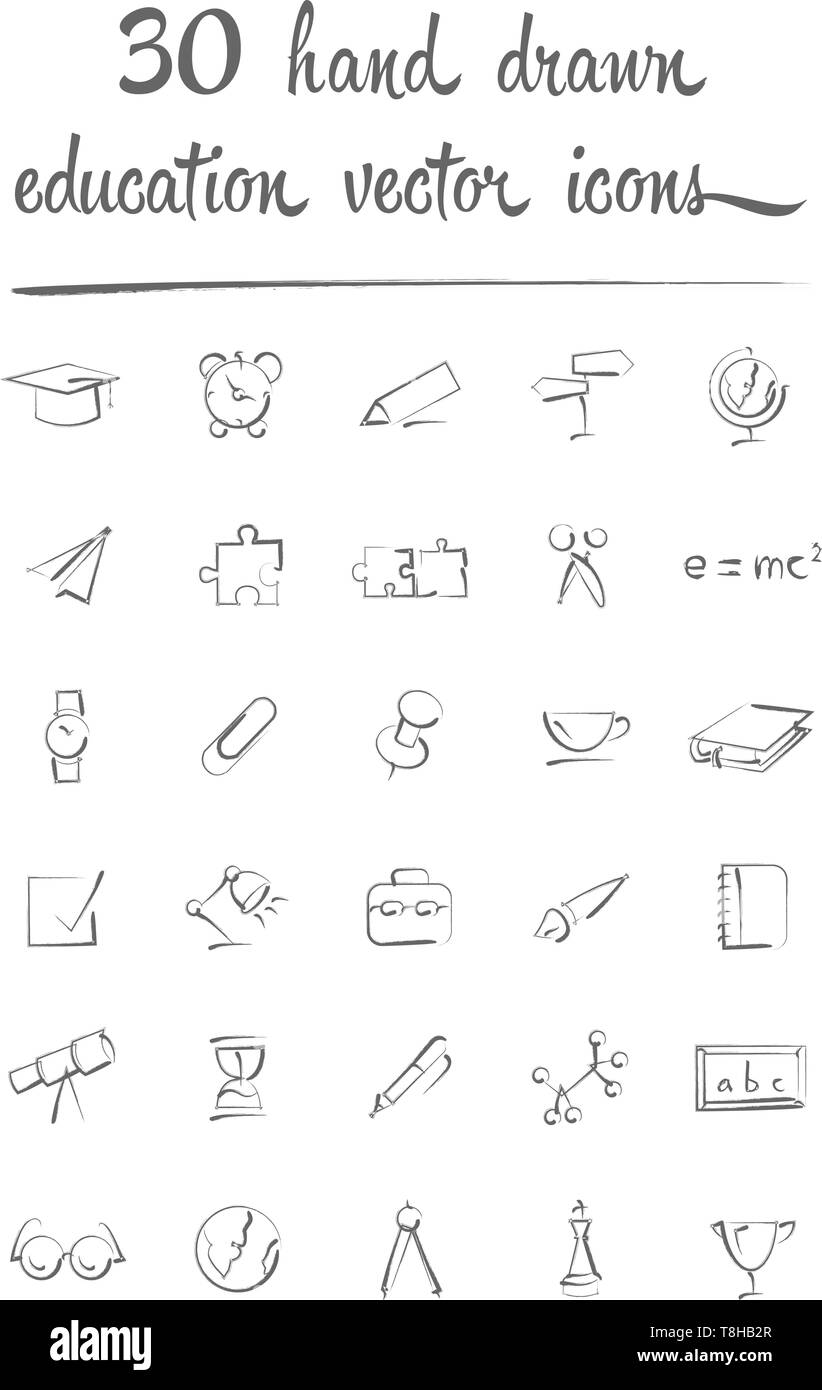 education hand drawn vector icons set Stock Vector Image & Art - Alamy