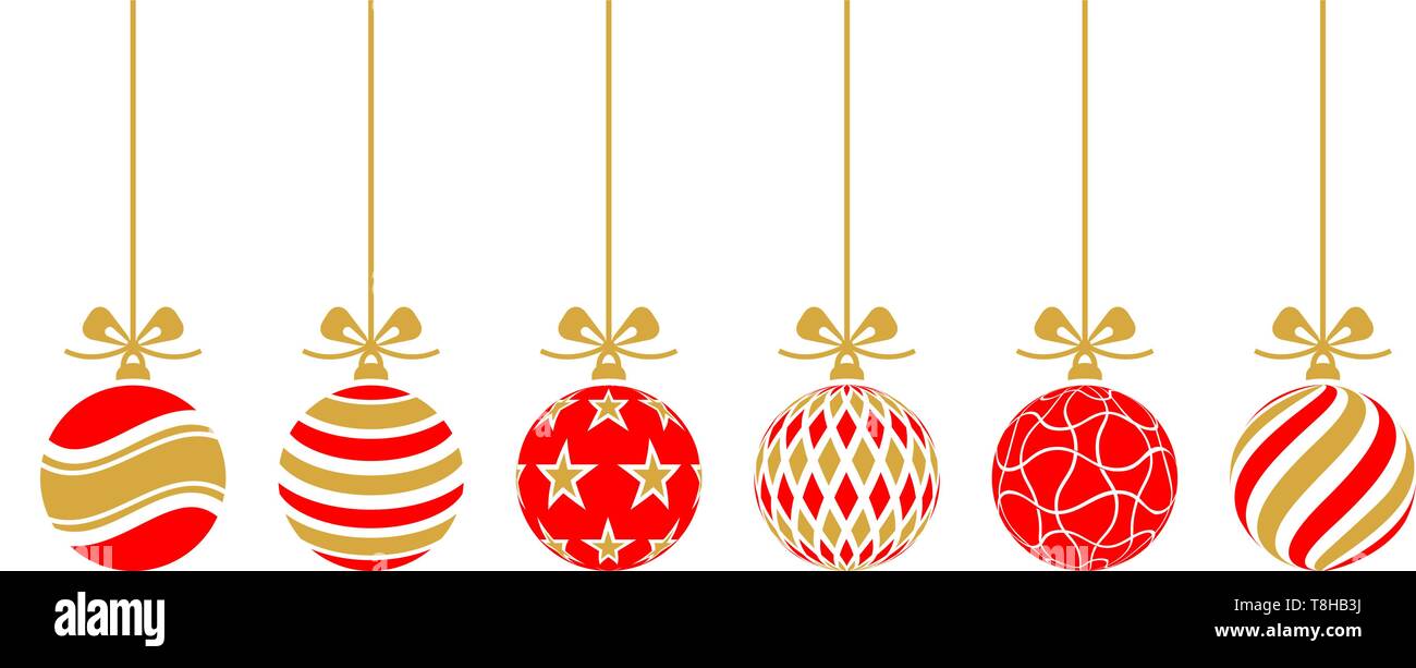 christmas baubles vector red golden Stock Vector Image & Art - Alamy