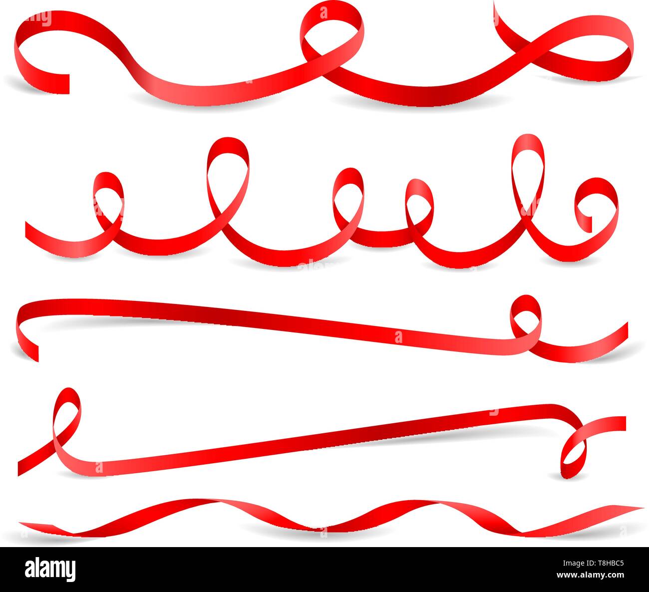 red ribbon vector set Stock Vector Image & Art - Alamy