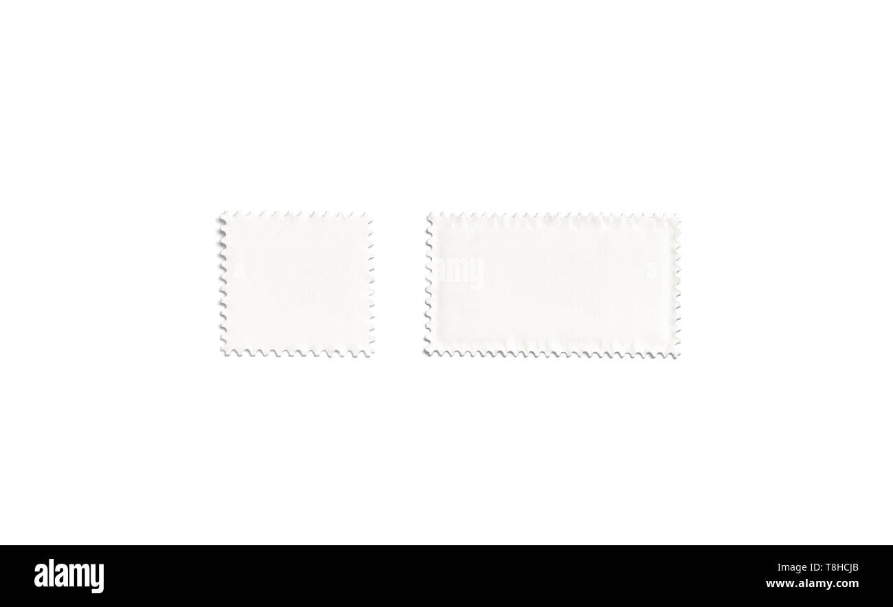 Blank white square and rectangular postage stamp mockups, isolated ...