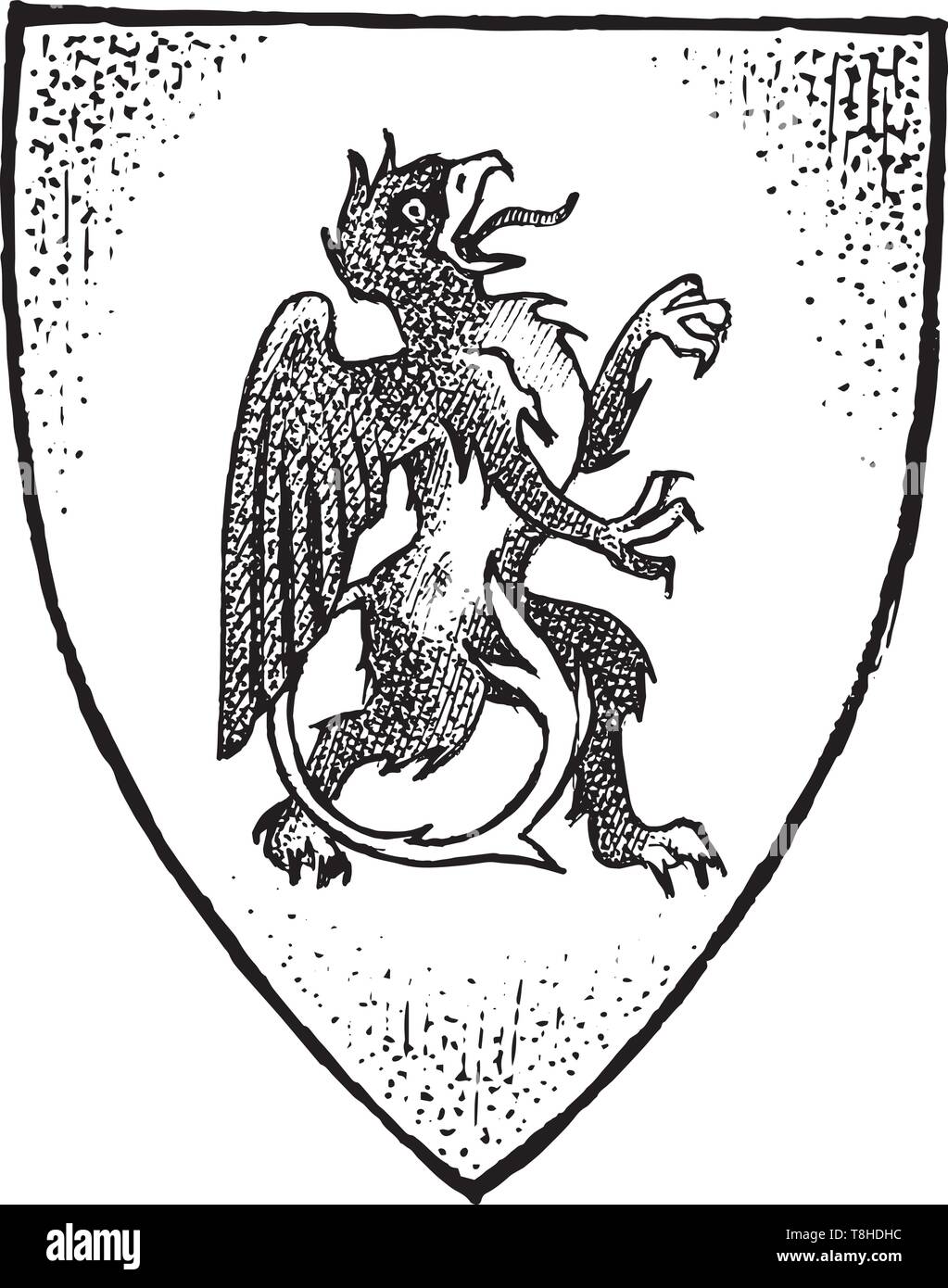 Animal for Heraldry in vintage style. Engraved coat of arms with ...