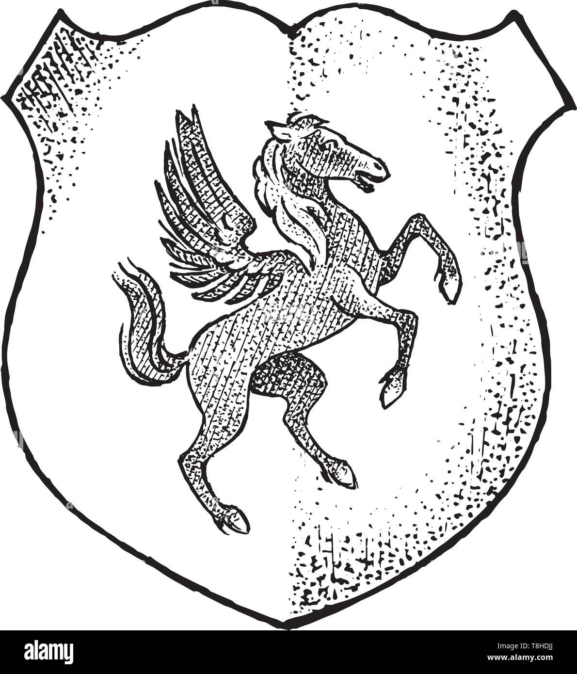 Animal for Heraldry in vintage style. Engraved coat of arms with ...