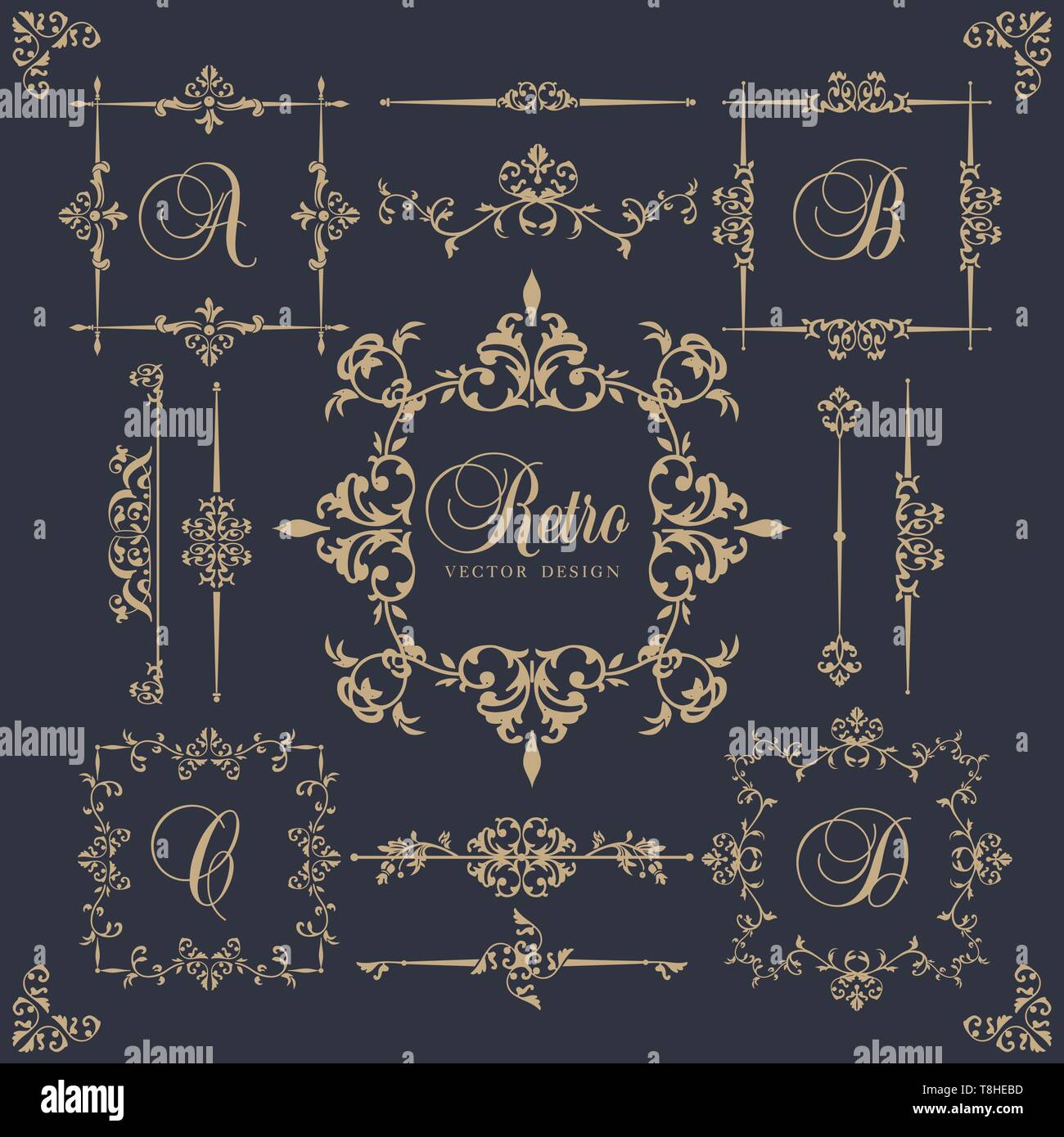 Retro frame in style of the Baroque with leaves and branches with ...