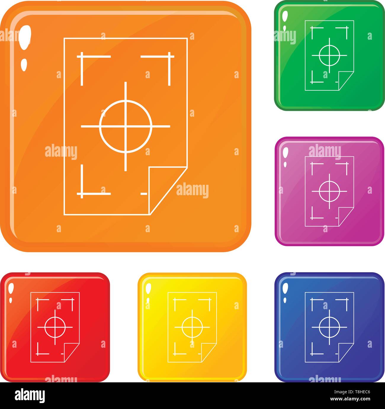 Printer marks on a paper icons set vector color Stock Vector Image ...