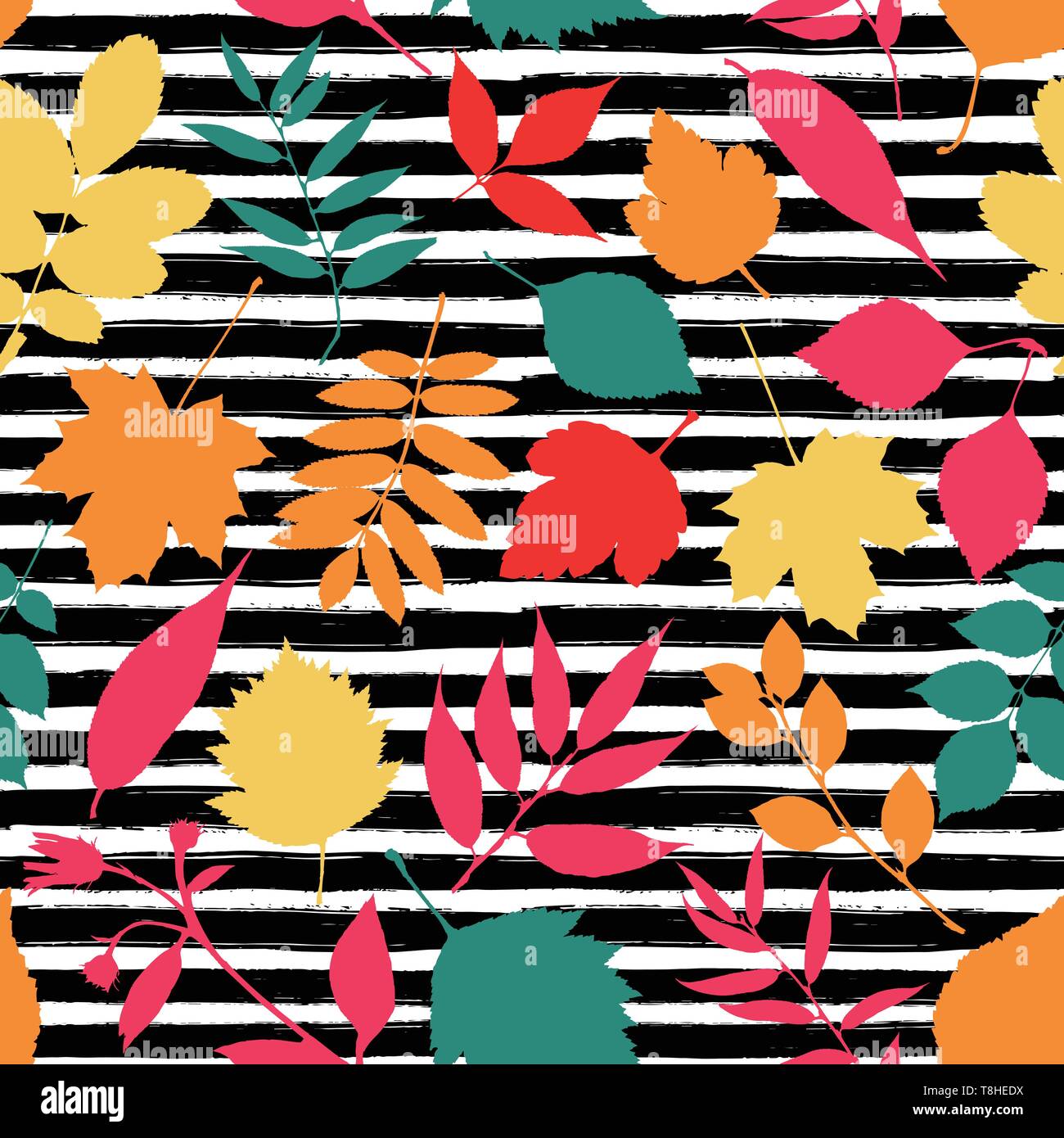 Autumn leaves background seamless the background black with stripes ...