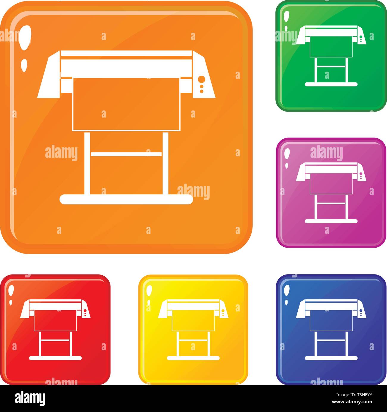 Large format inkjet printer icons set vector color Stock Vector Image ...