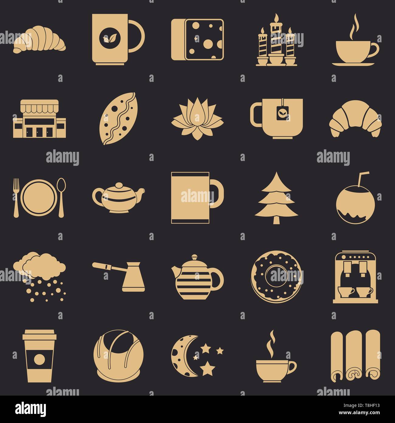 Night tea drinking icons set, simple style Stock Vector Image & Art - Alamy