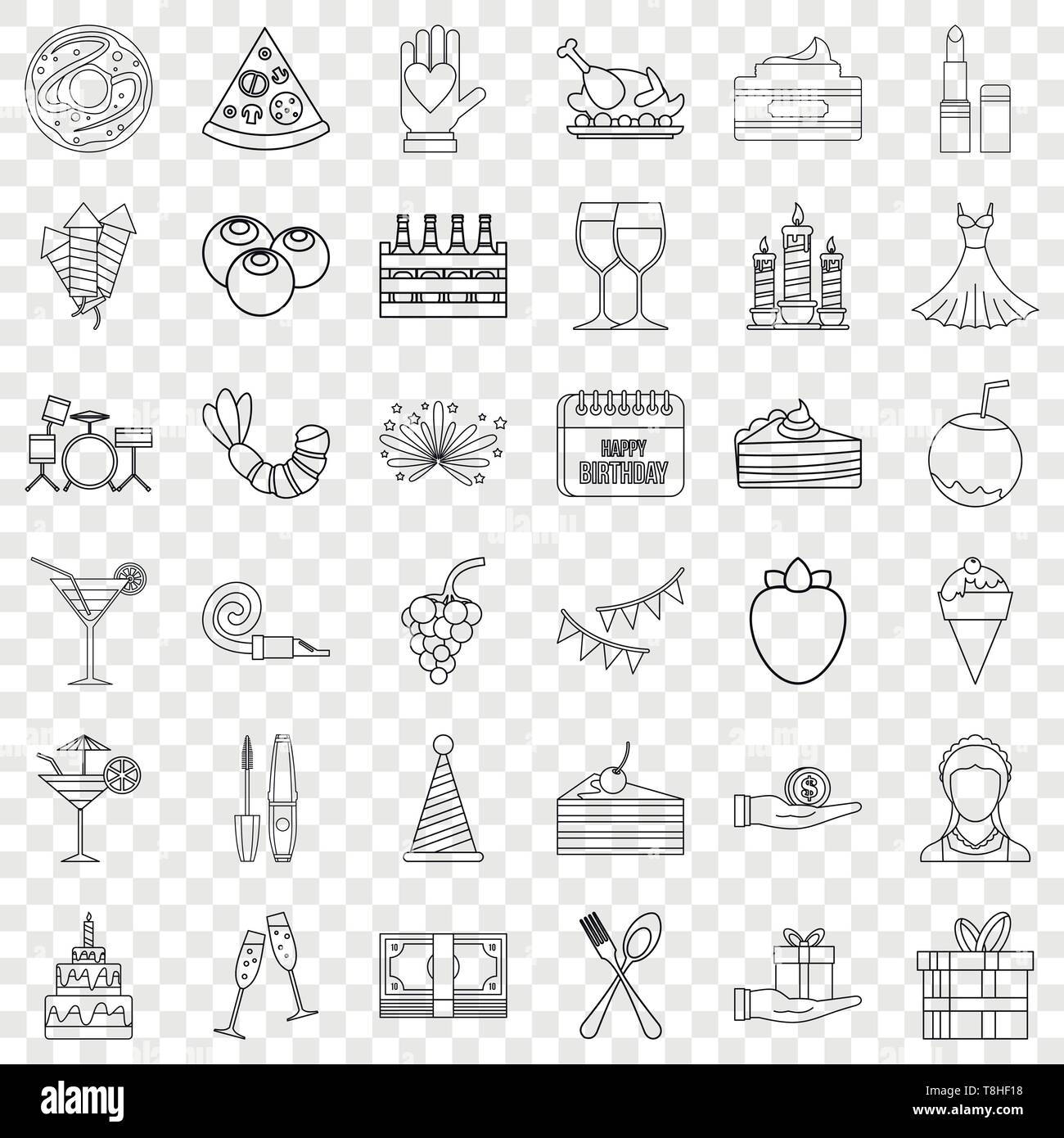 Celebrating icons set, outline style Stock Vector Image & Art - Alamy