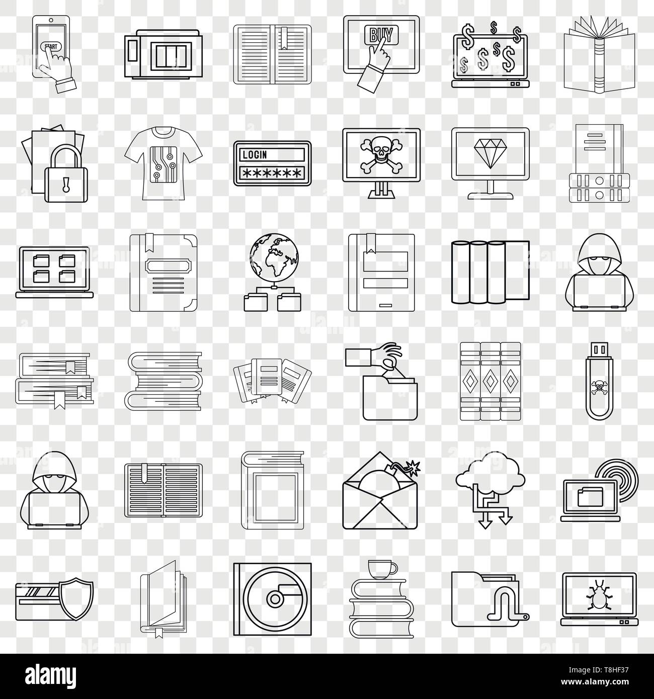 Paper icons set, outline style Stock Vector Image & Art - Alamy