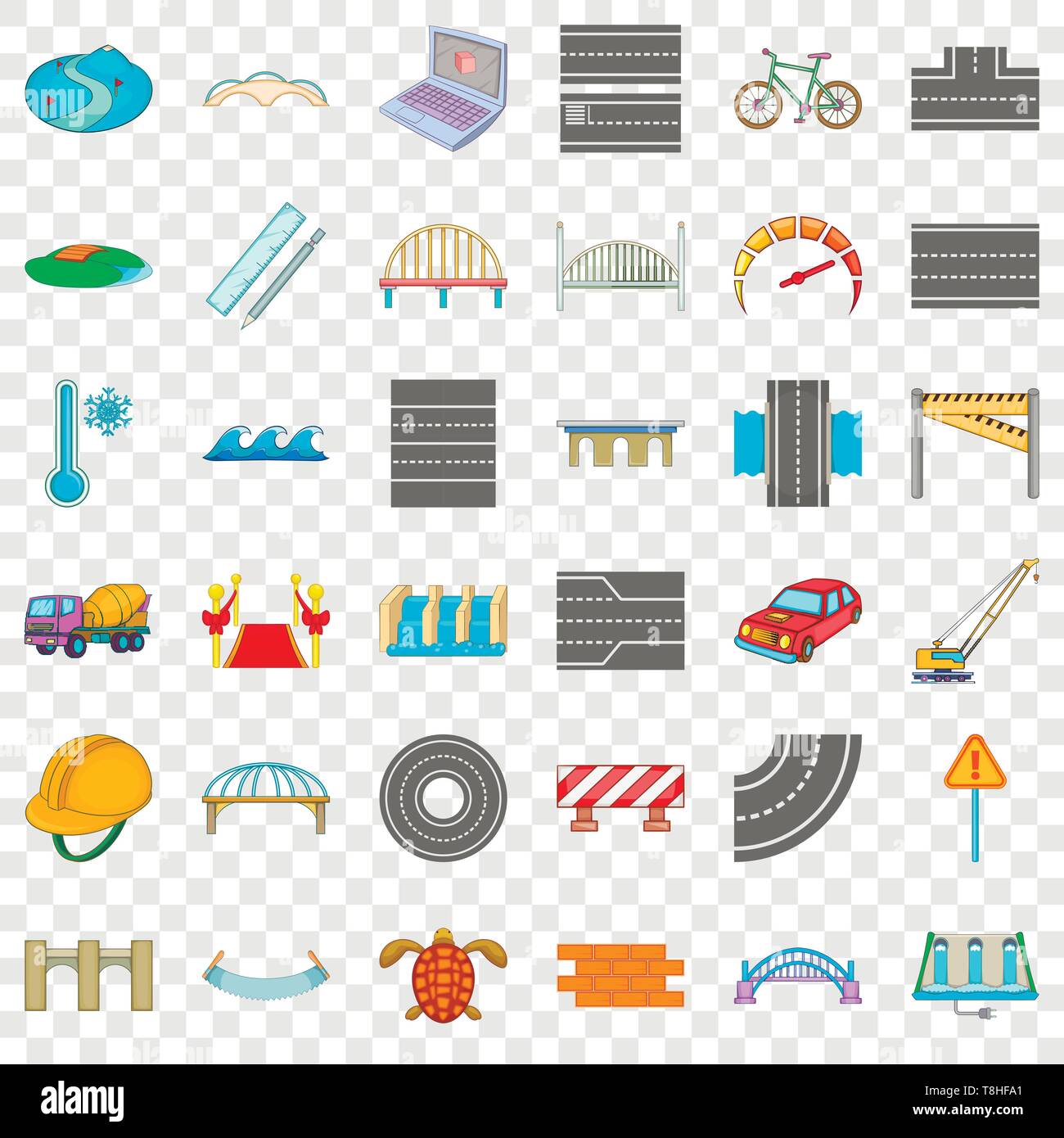 Asphalt icons set, cartoon style Stock Vector Image & Art - Alamy