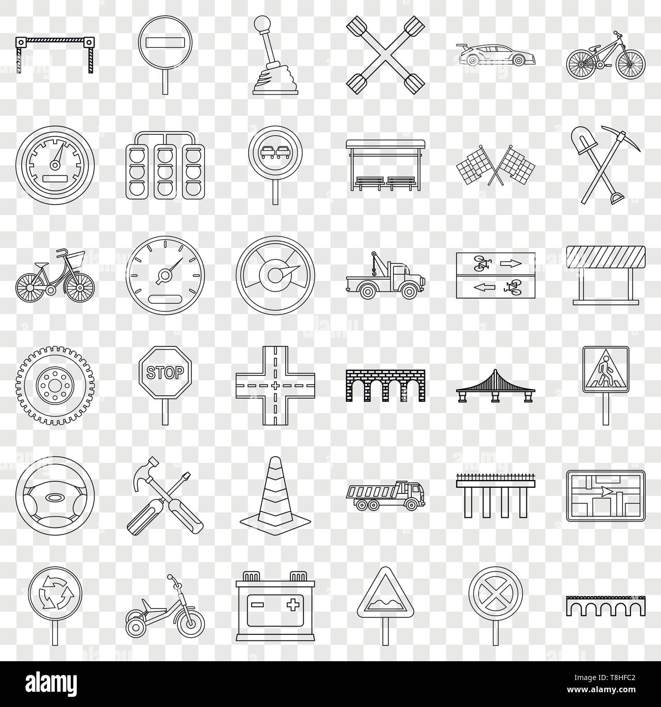 Car icons set, outline style Stock Vector Image & Art - Alamy