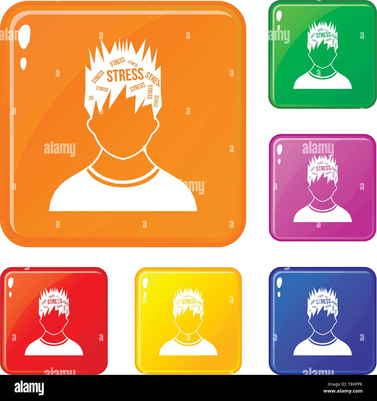 Word stress in the head of man icons set vector color Stock Vector ...