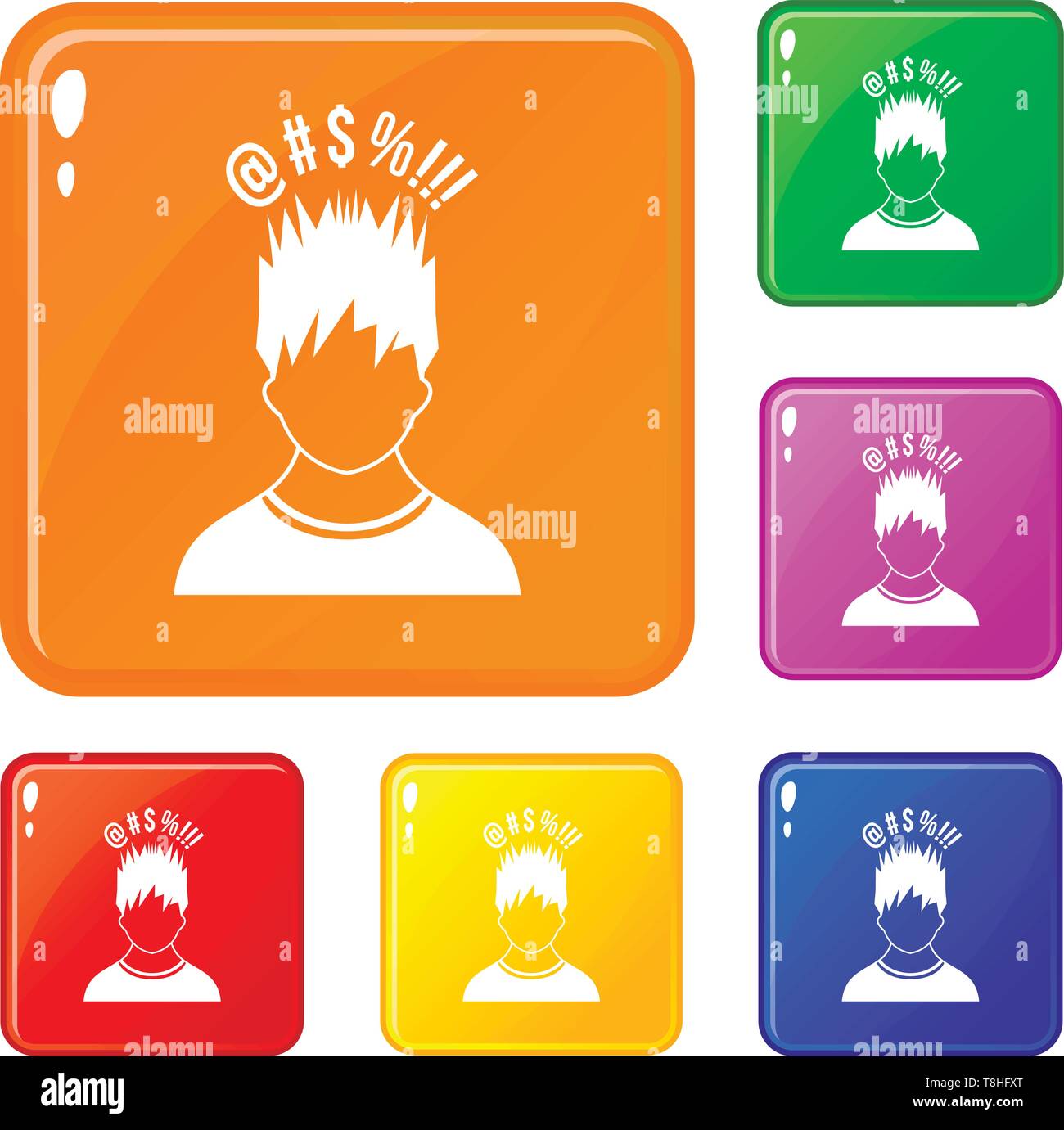 Man with different signs over his head icons set vector color Stock ...