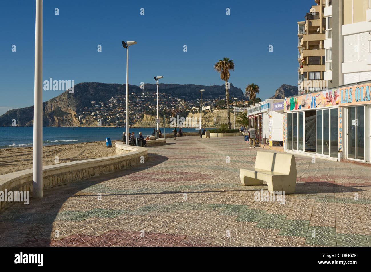 Seafront promenade and beach at Calpe, Spain Stock Photo - Alamy