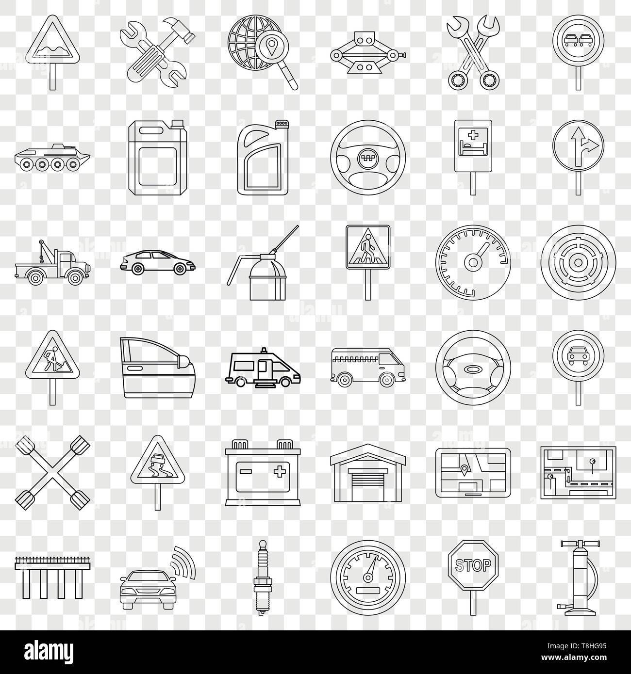 Wheel icons set, outline style Stock Vector Image & Art - Alamy