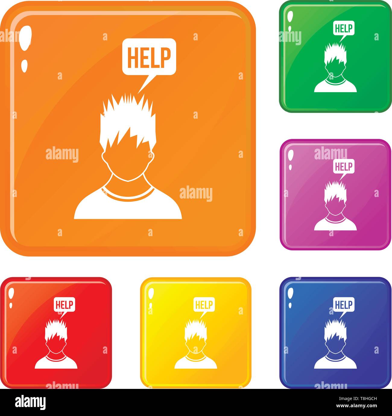 Man needs help icons set vector color Stock Vector Image & Art - Alamy