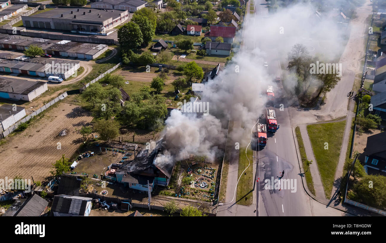 fire residential building in the city aerial view Stock Photo - Alamy
