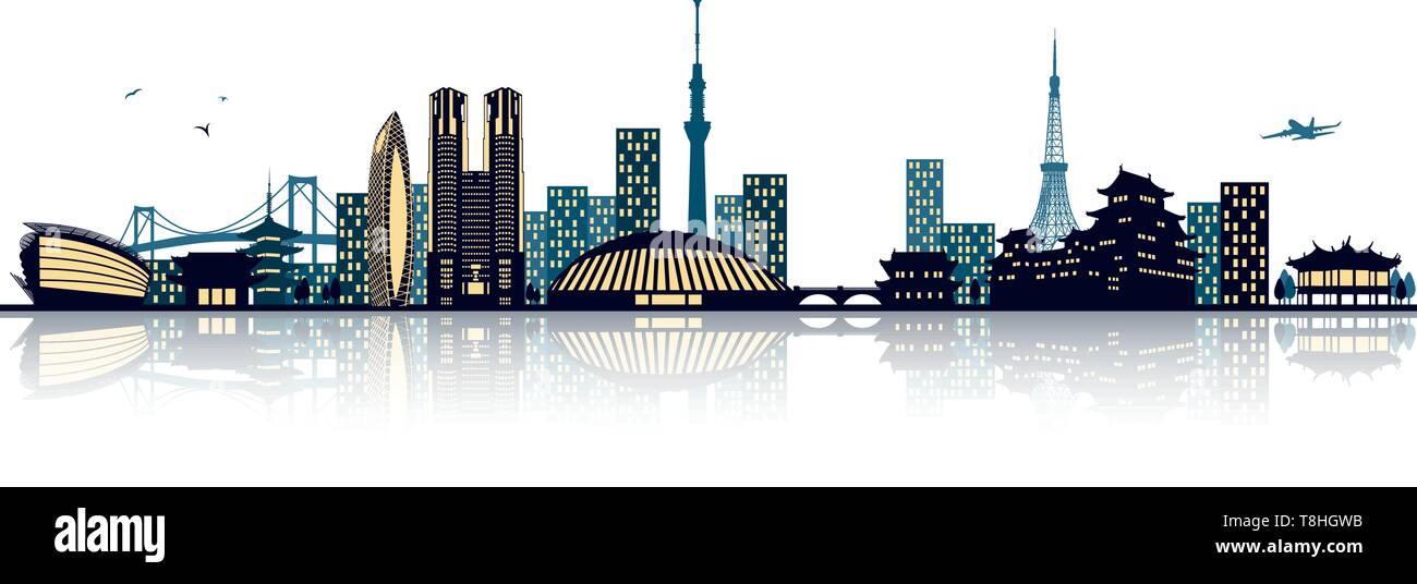 Tokyo architecture black and white Stock Vector Images - Alamy