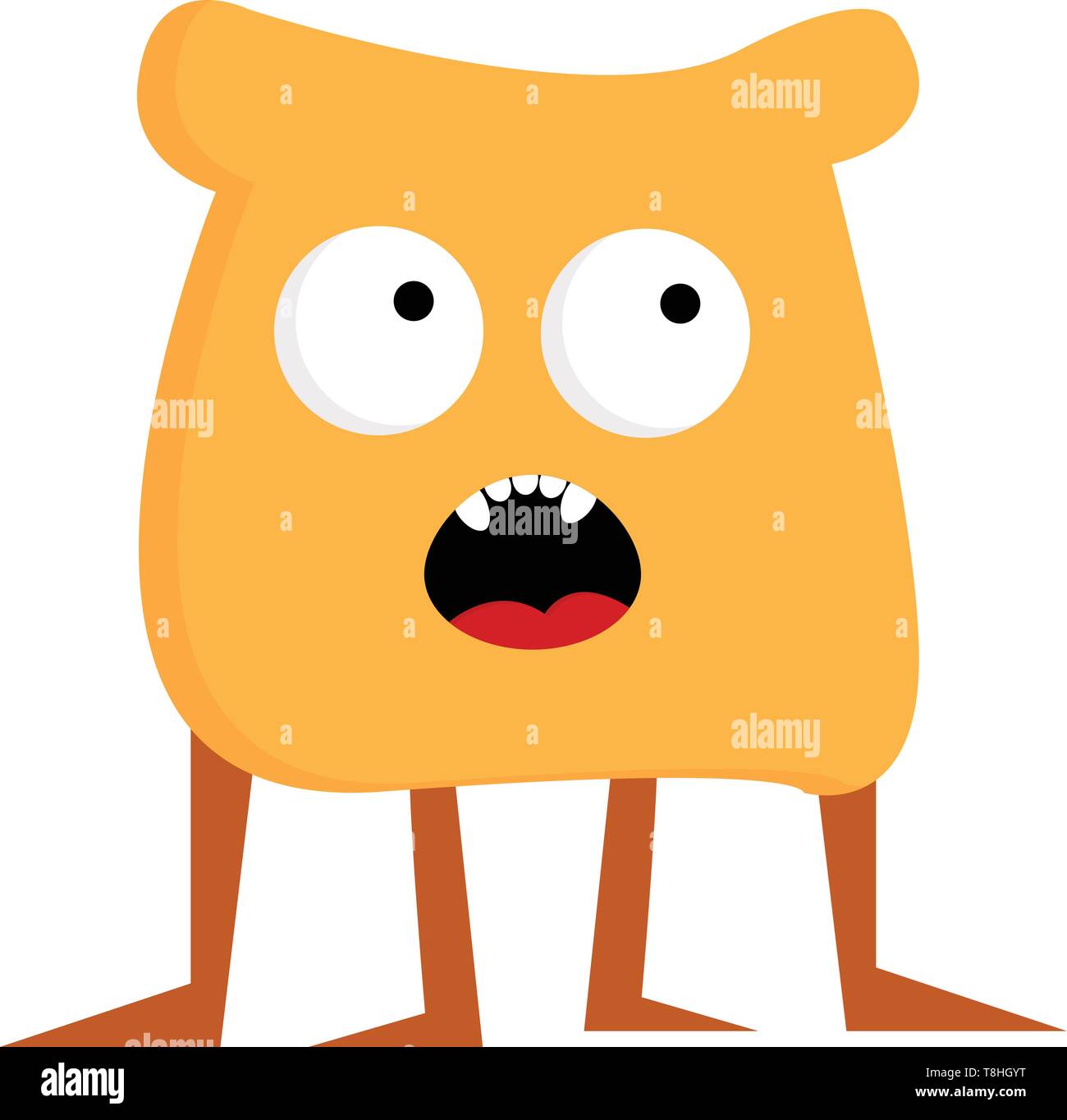 A brown bread shaped monster with four legs, vector, color drawing or ...
