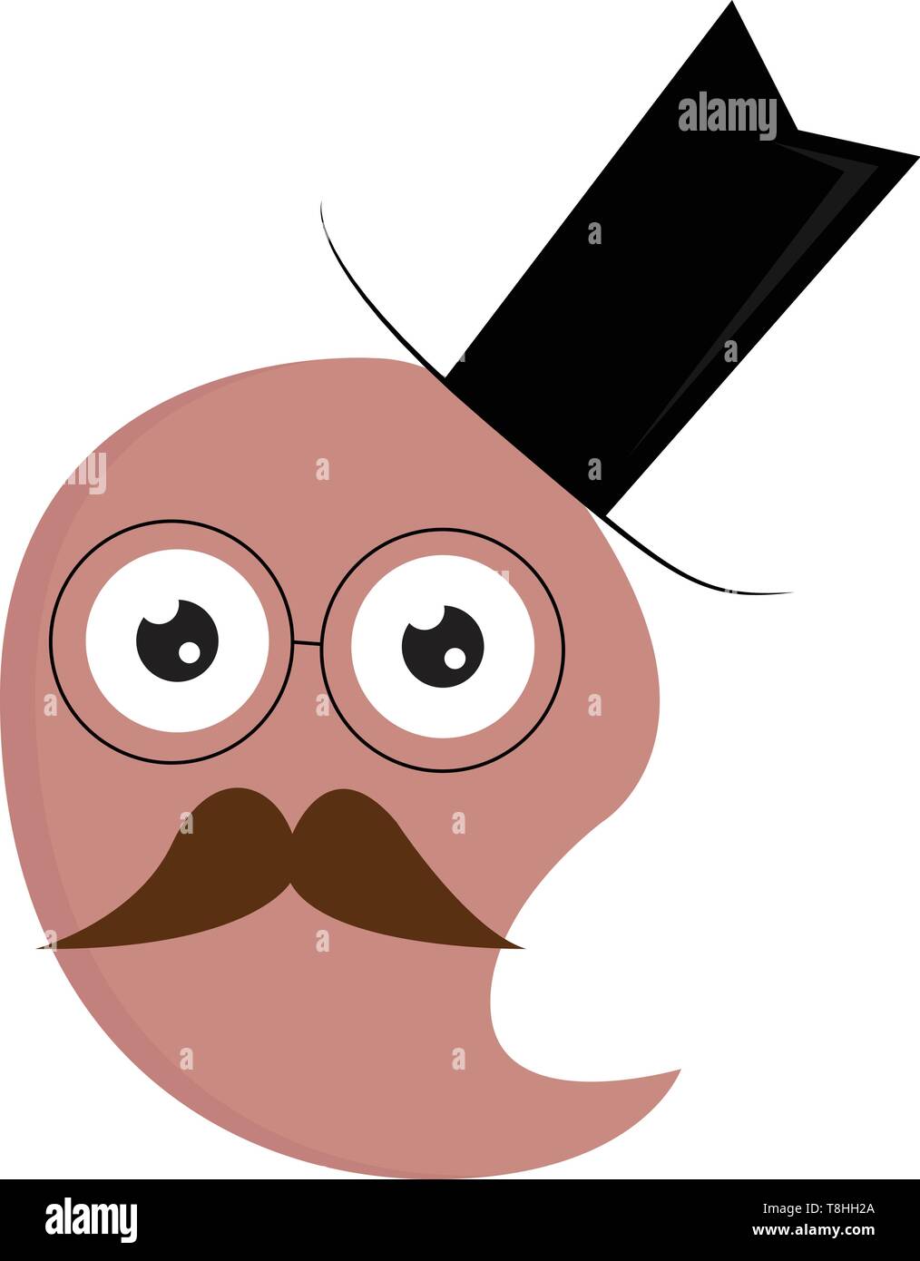 A pink slug like monster with a brown mustache wearing a black top hat ...