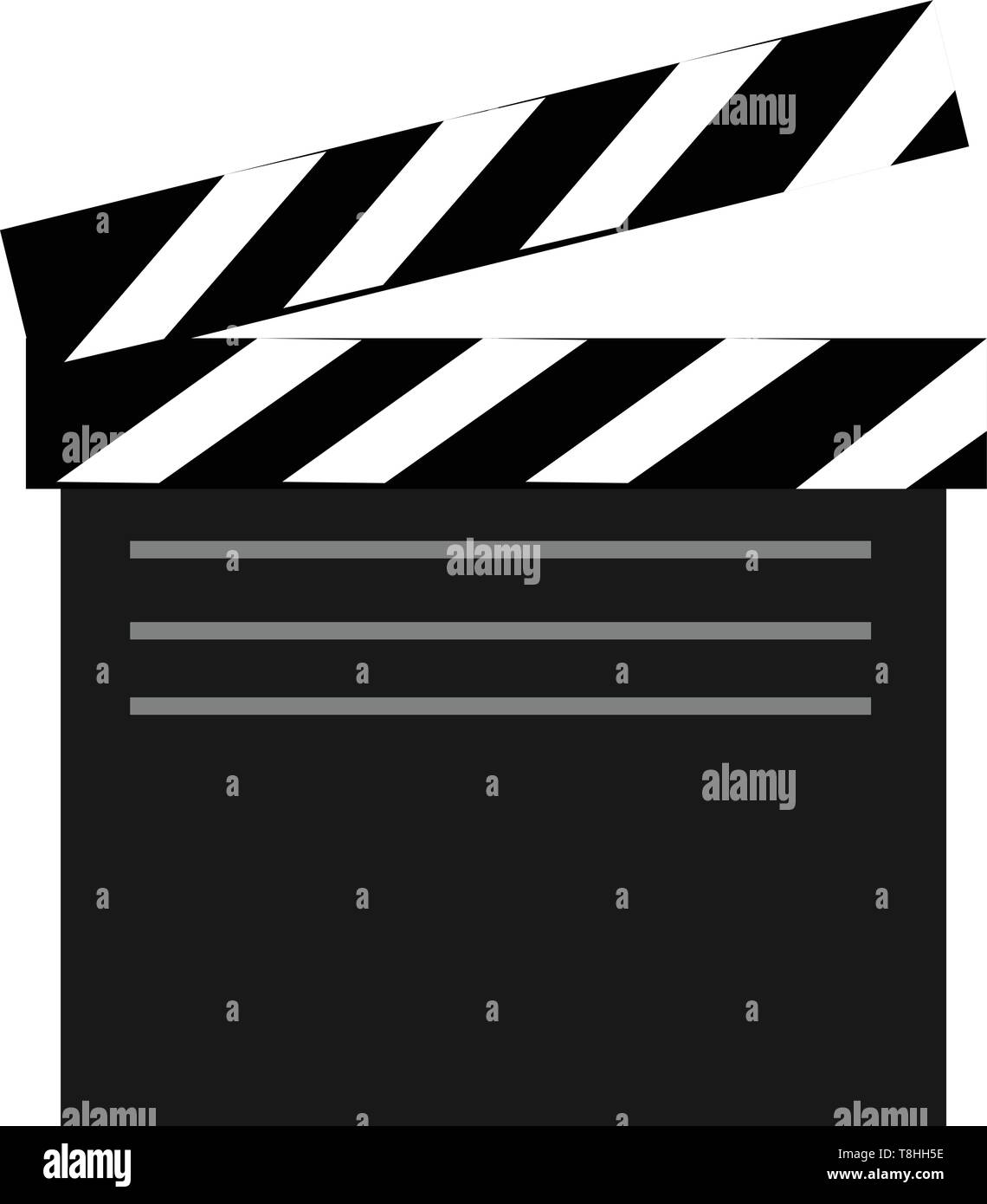 A black board with a black and white clapper, vector, color drawing or ...