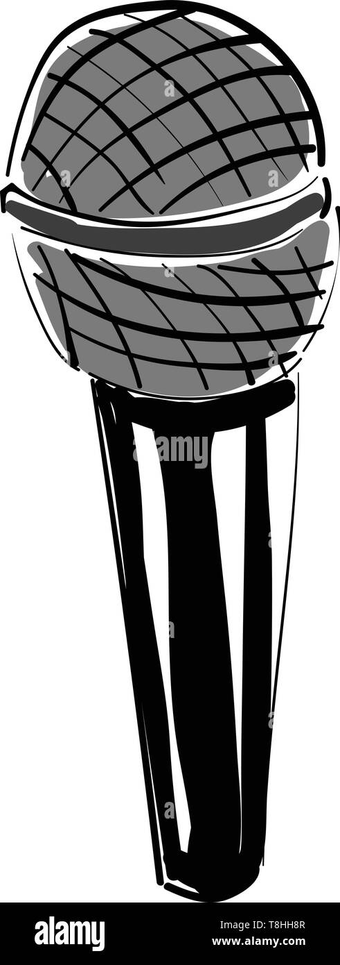 An illustration of a black microphone, vector, color drawing or ...
