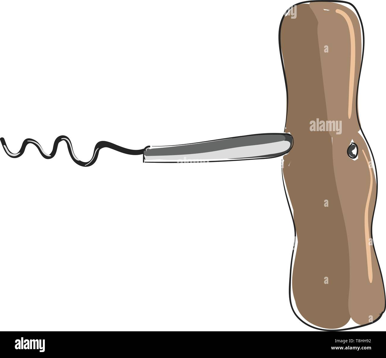 An old brown cork screw, vector, color drawing or illustration Stock ...