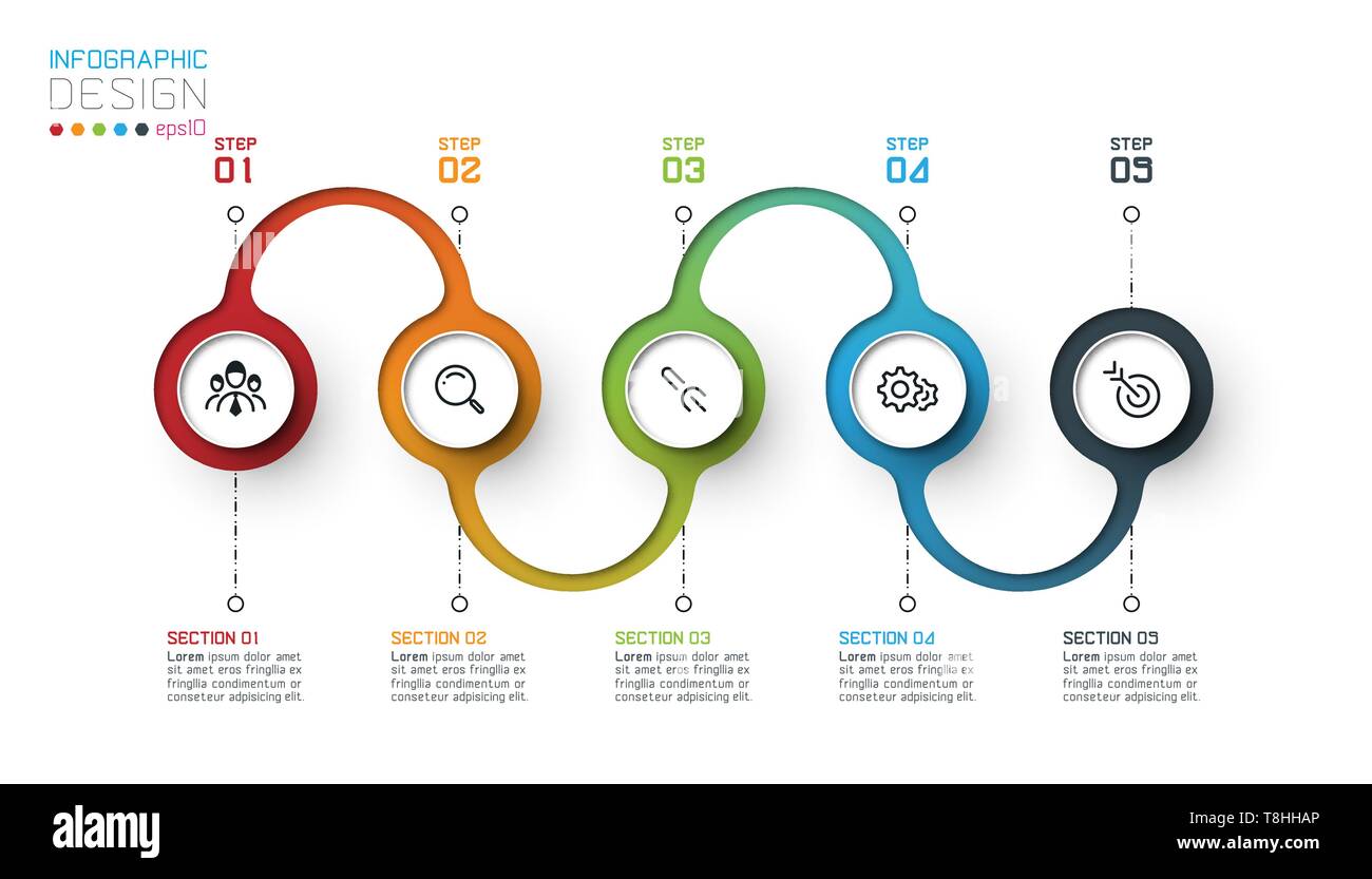 Circle label infographic with step by steps Stock Vector Image & Art ...