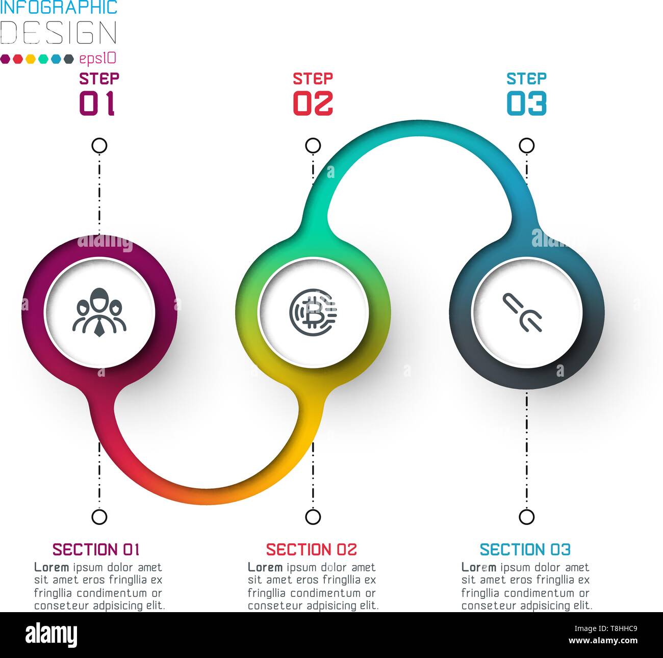 Circle label infographic with step by steps Stock Vector Image & Art ...