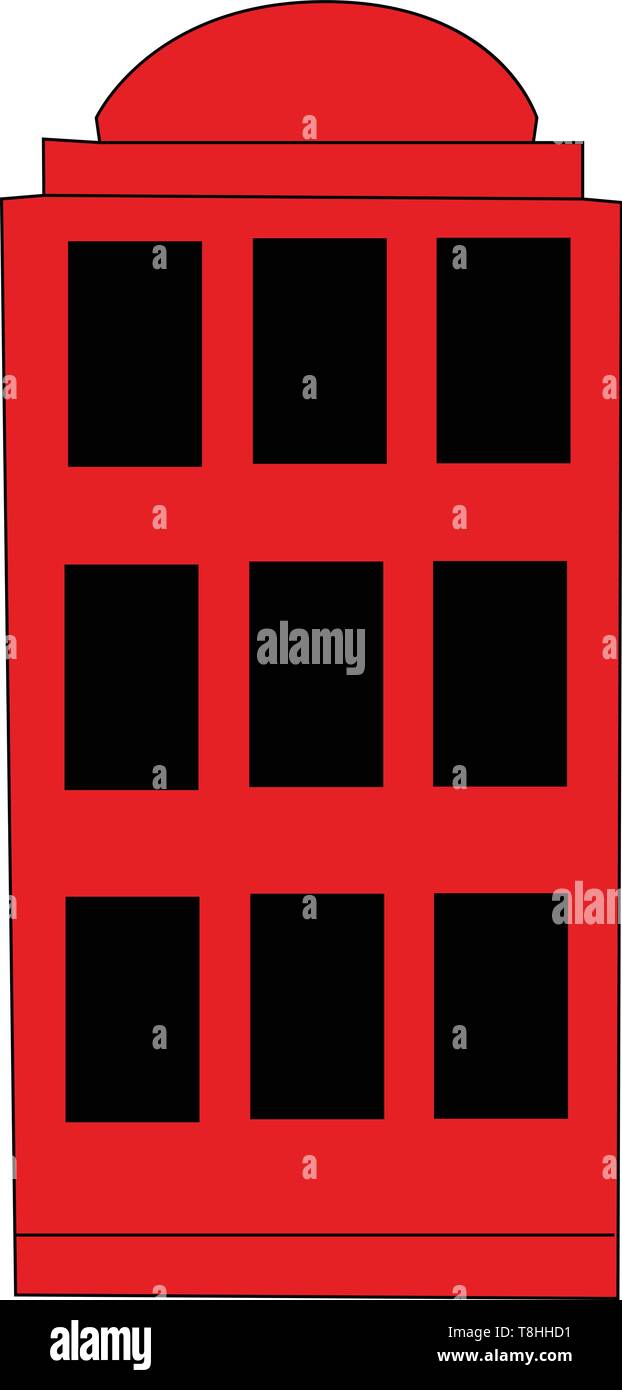 An old red English phone booth, vector, color drawing or illustration ...