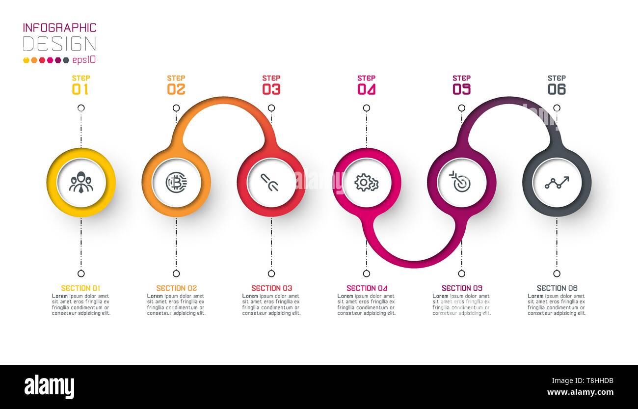 Circle label infographic with step by steps Stock Vector Image & Art ...