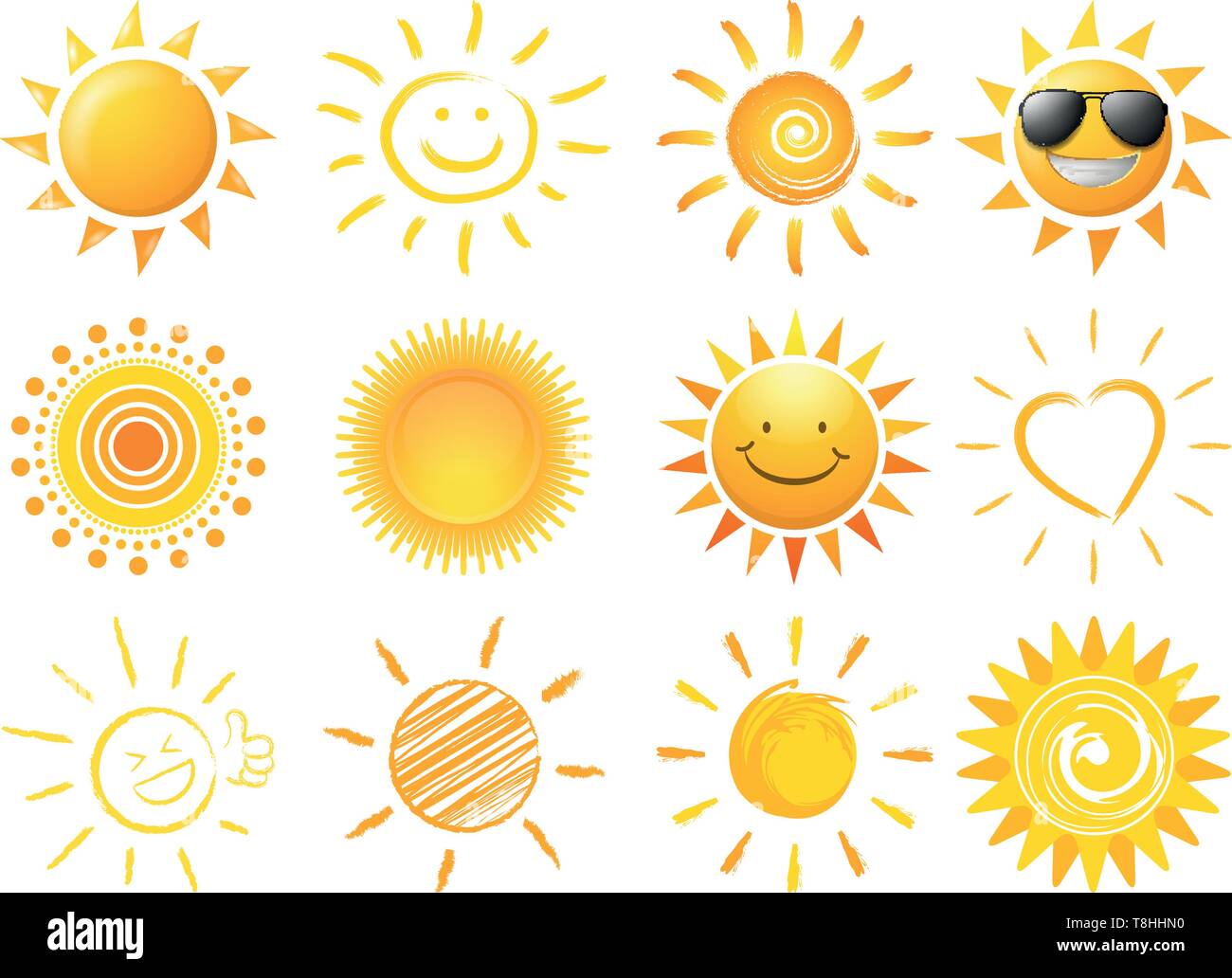 sun vector set Stock Vector Image & Art - Alamy