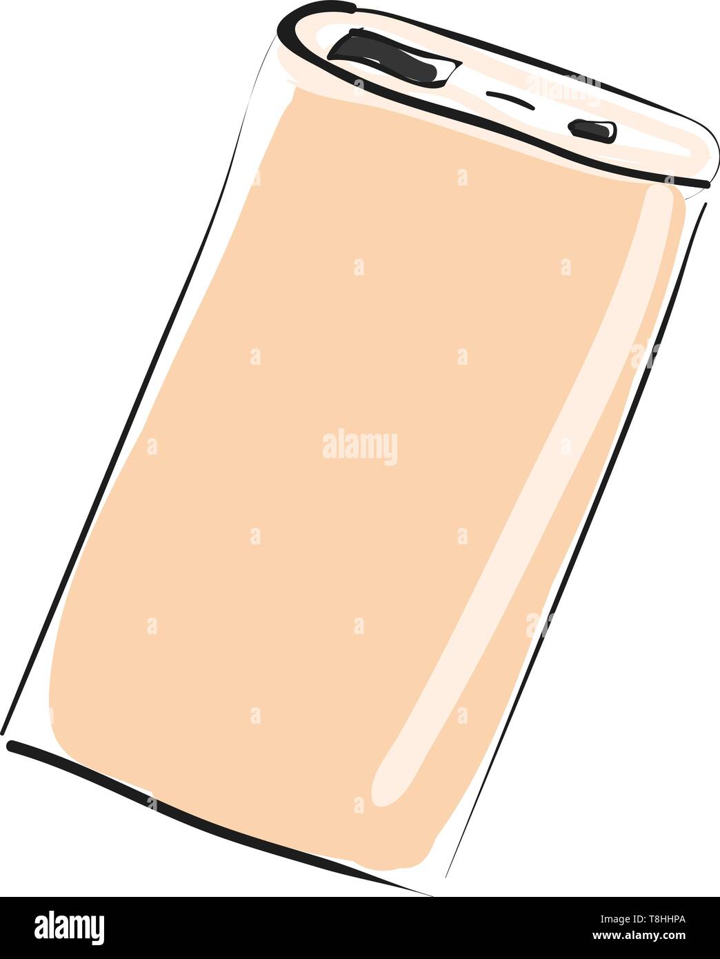 A peach power bank with one usb port, vector, color drawing or ...