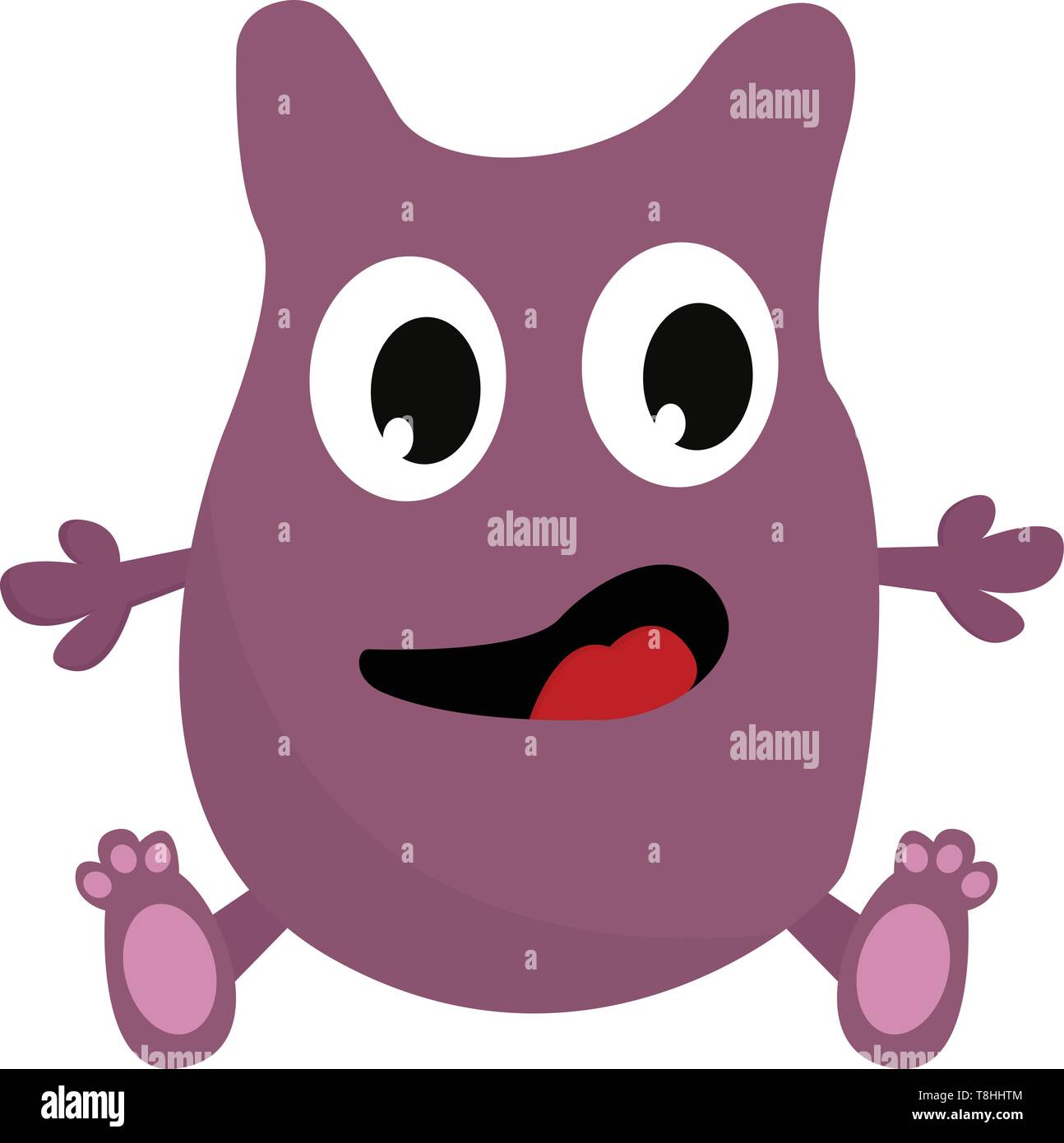 A purple monster sitting down on the floor, vector, color drawing or ...
