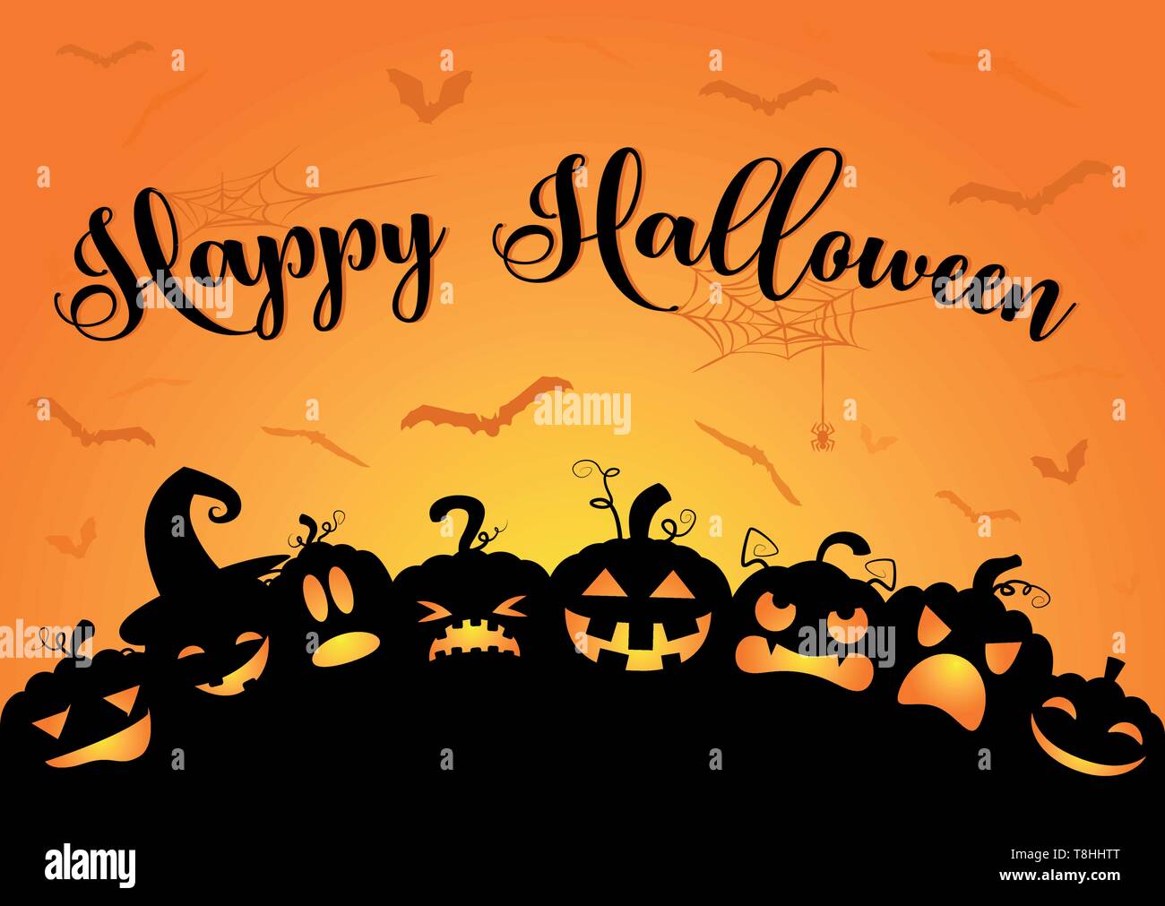 Halloween pumpkin background trick Stock Vector Images - Alamy