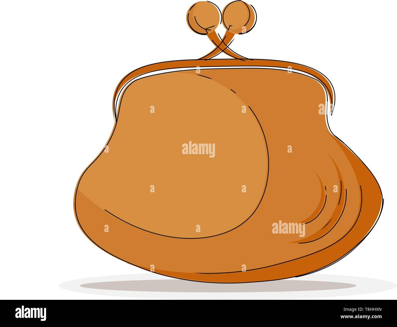 An orange purse for carrying money, vector, color drawing or ...