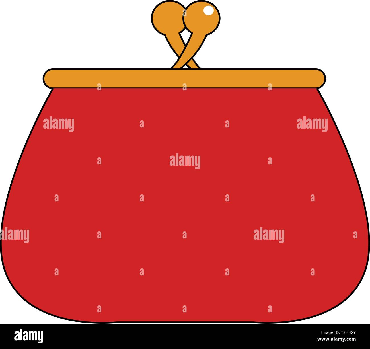 A red purse with a gold clasp used for carrying money, vector, color ...