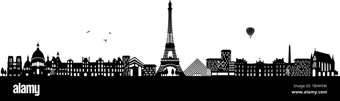 Paris Skyline Black Stock Vector Image Art Alamy