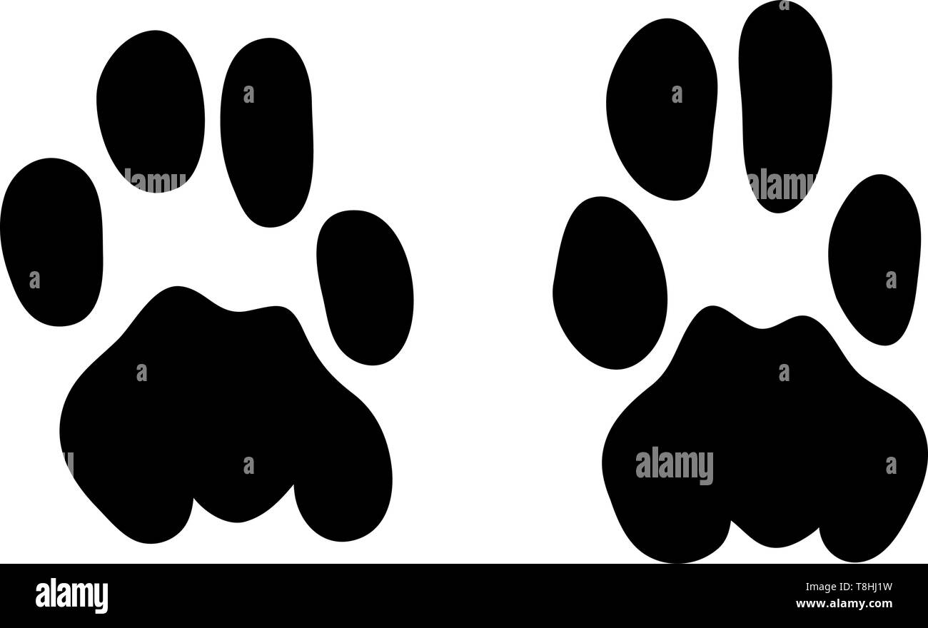 Leopard Footprint. Black Silhouette Design. Vector Illustration Stock ...