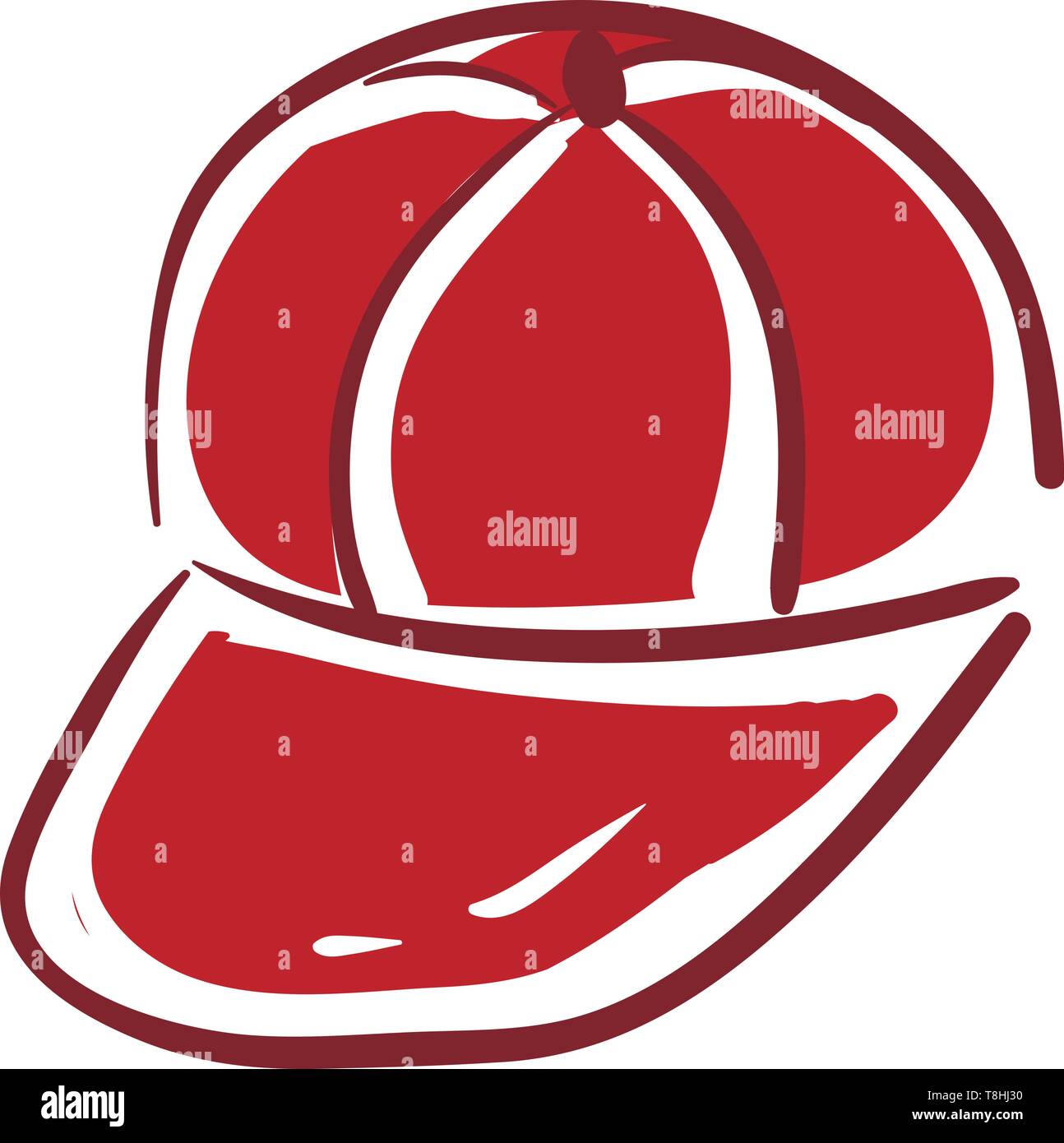 An illustration of a red baseball cap, vector, color drawing or ...