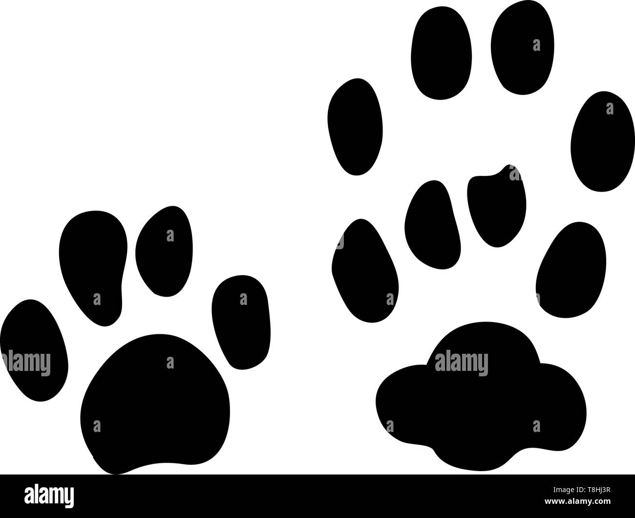 European Wild Cat Footprint. Black Silhouette Design. Vector ...