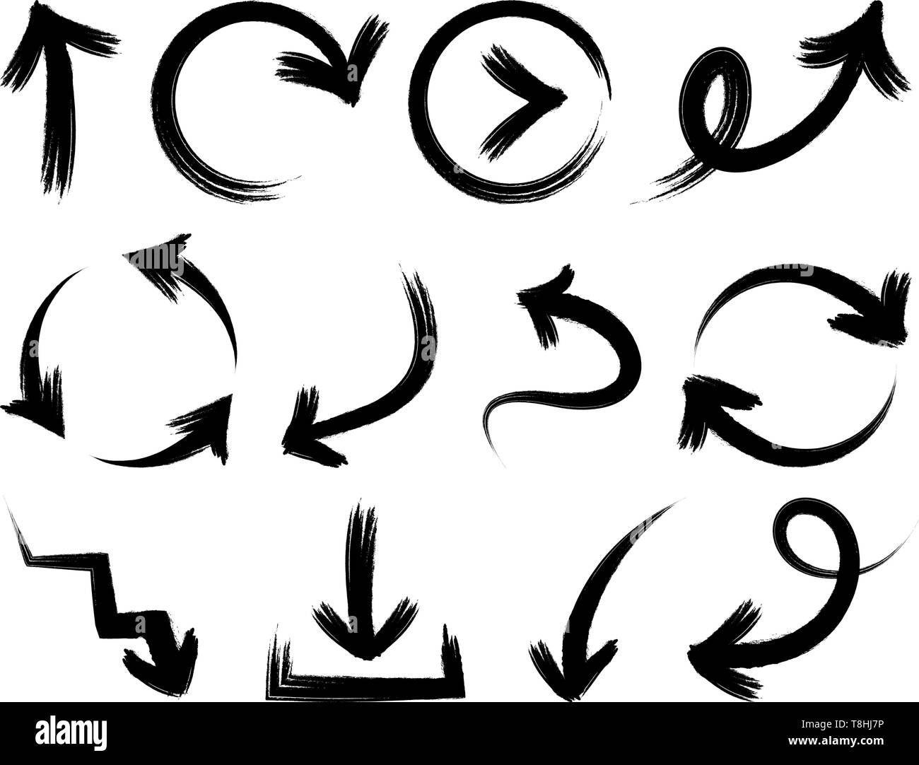 Arrows black hand drawn set Stock Vector Image & Art - Alamy
