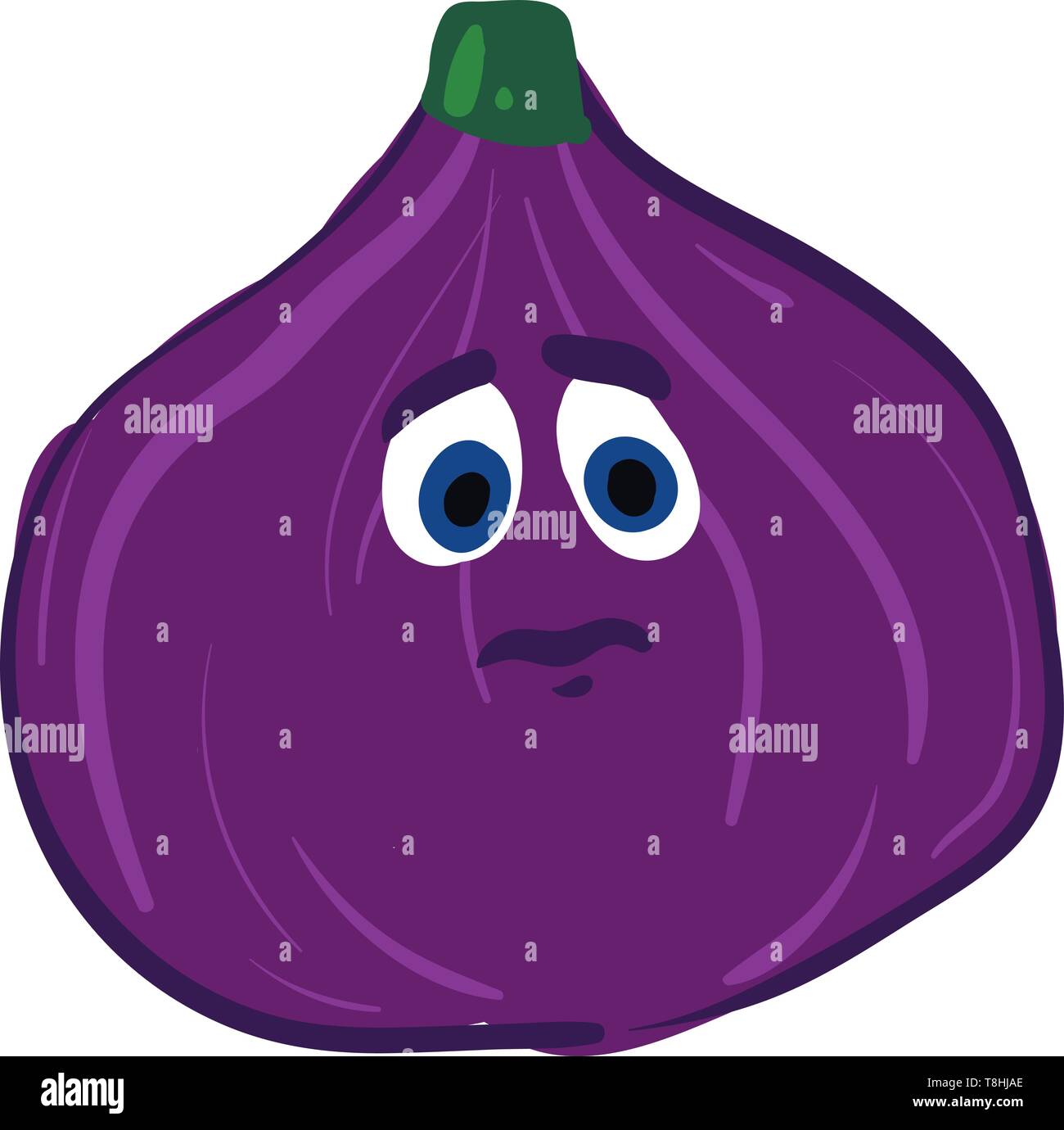 A sad purple fig, vector, color drawing or illustration Stock Vector ...