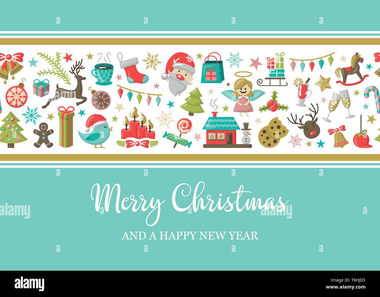 christmas card with christmas symbols icons Stock Vector Image & Art ...