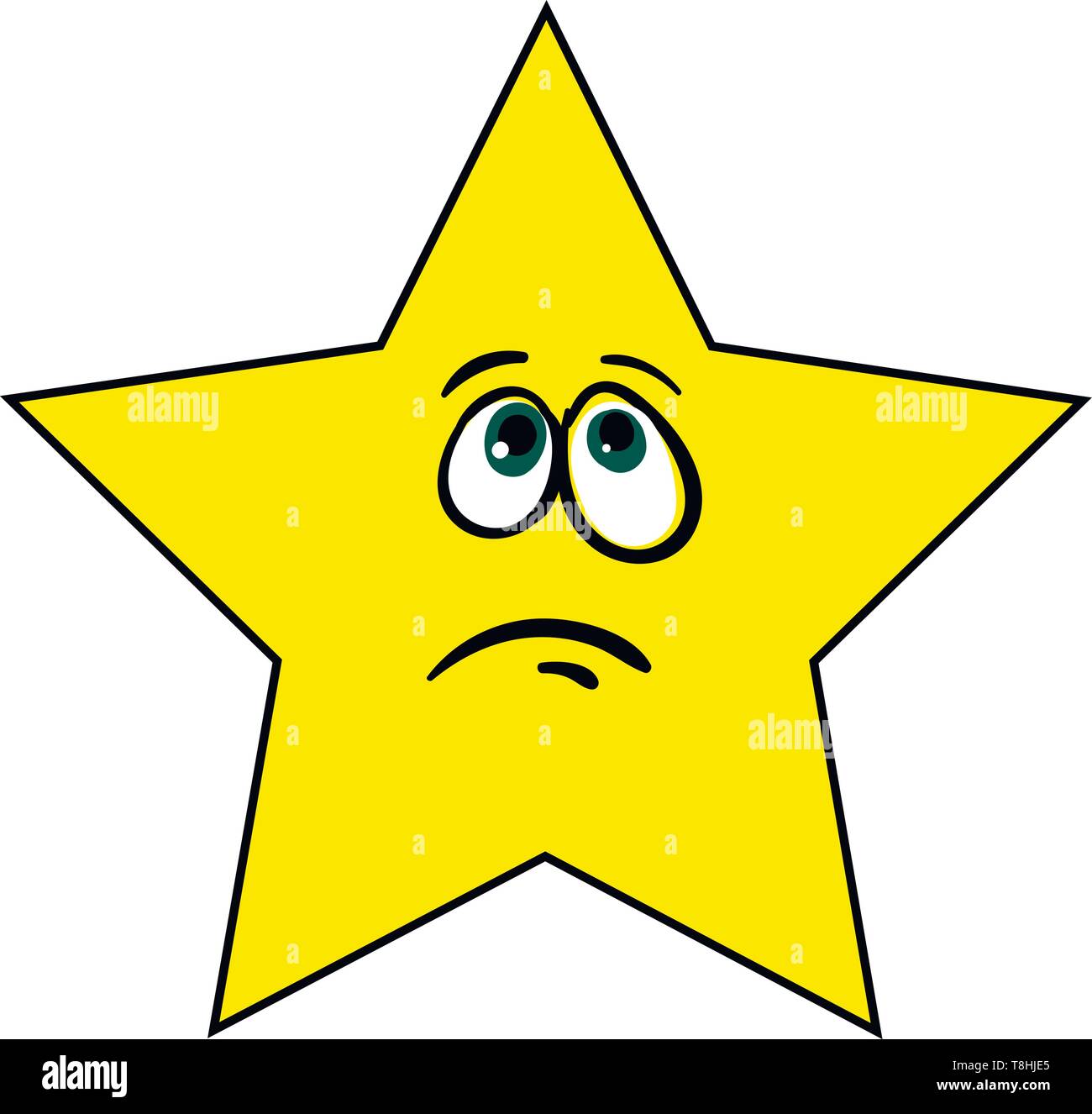 A sad yellow star, vector, color drawing or illustration Stock Vector ...